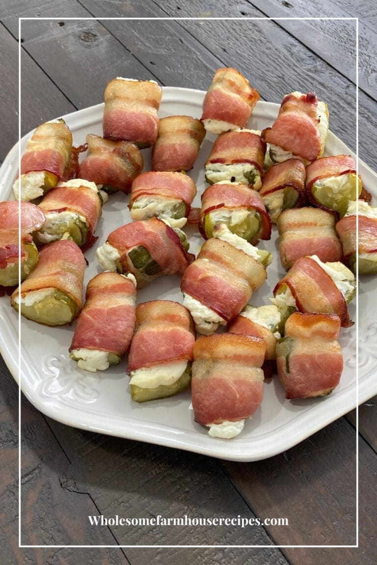 Bacon Wrapped Pickles with Cream Cheese Appetizer - Wholesome Farmhouse ...
