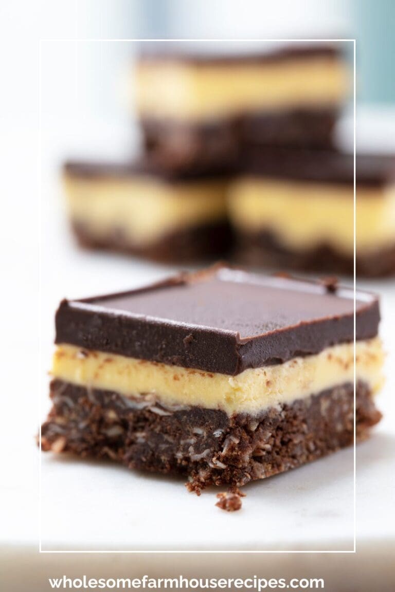 No Bake Chocolaty Nanaimo Bars Recipe - Wholesome Farmhouse Recipes