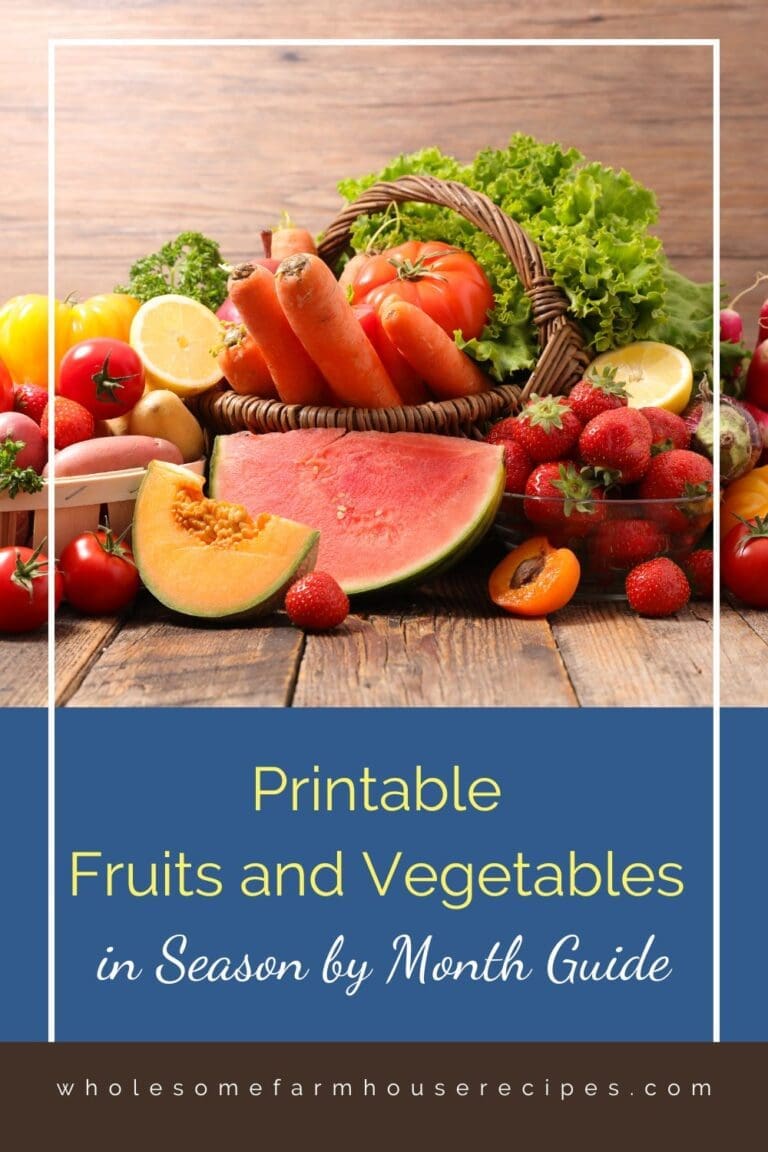 Printable Fruits and Vegetables in Season by Month Guide - Wholesome ...